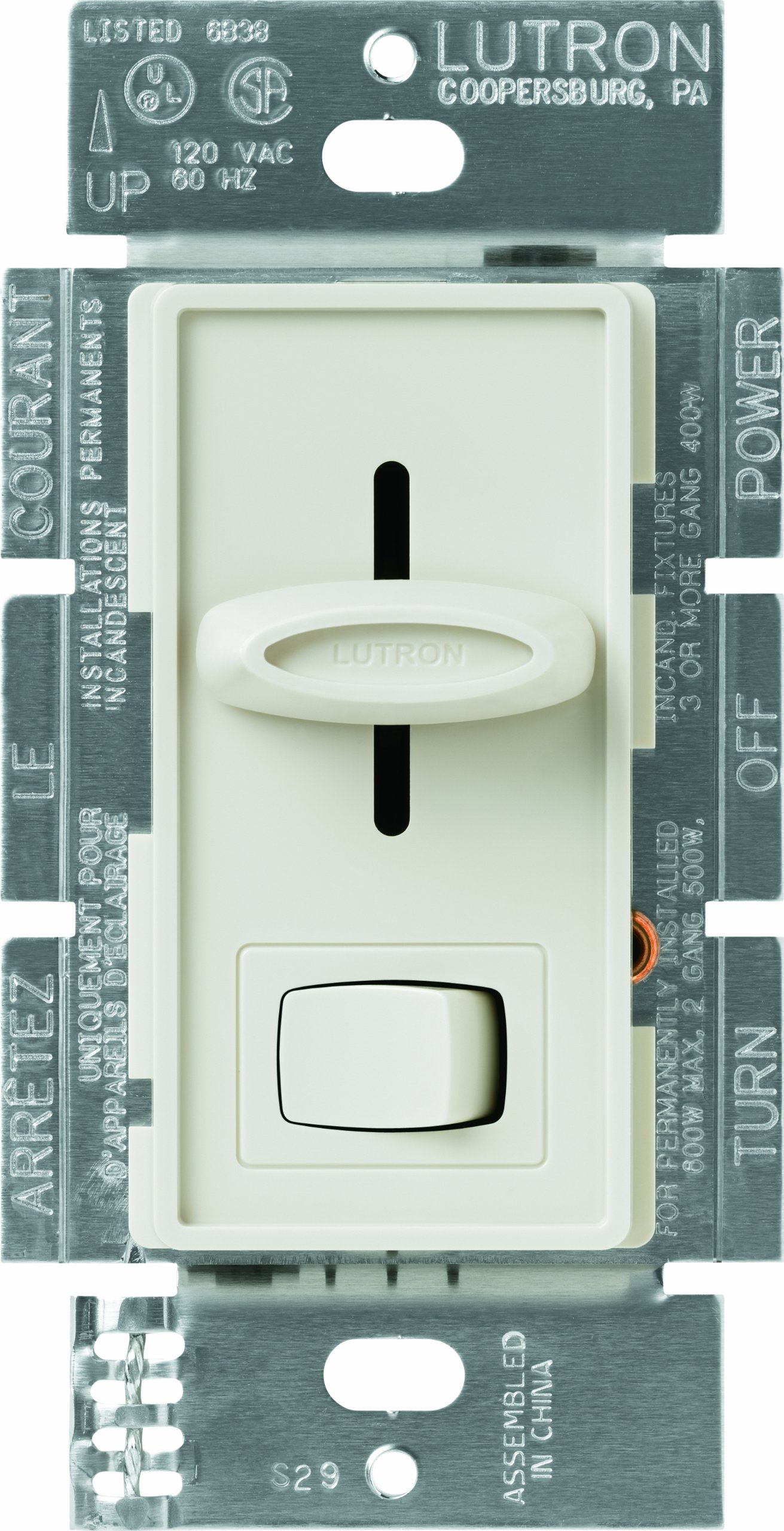 Lutron, Light Almond SELV-300P-LA Skylark 300-Watt Single Pole Electronic Low-Voltage Dimmer with On/Off Switch
