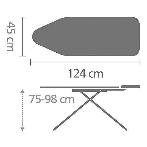 Brabantia Size C Ironing Board (49x18 in) 7 Height Options, Solid Steam Unit Rest Holder (Ice Water) Non-Slip Feet, Anti-Collapse Child Locks