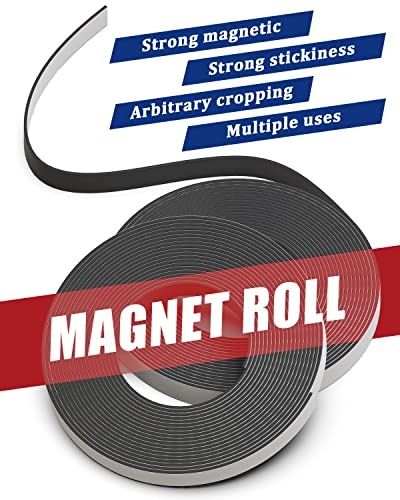 Magnetic Tape 2 Rolls 32ft Magnets with Strong Adhesive Backing Anisotropic Flexible Magnetic Strip(1rolls 16 feet x 1/2" Wide x 1/16" Thick)