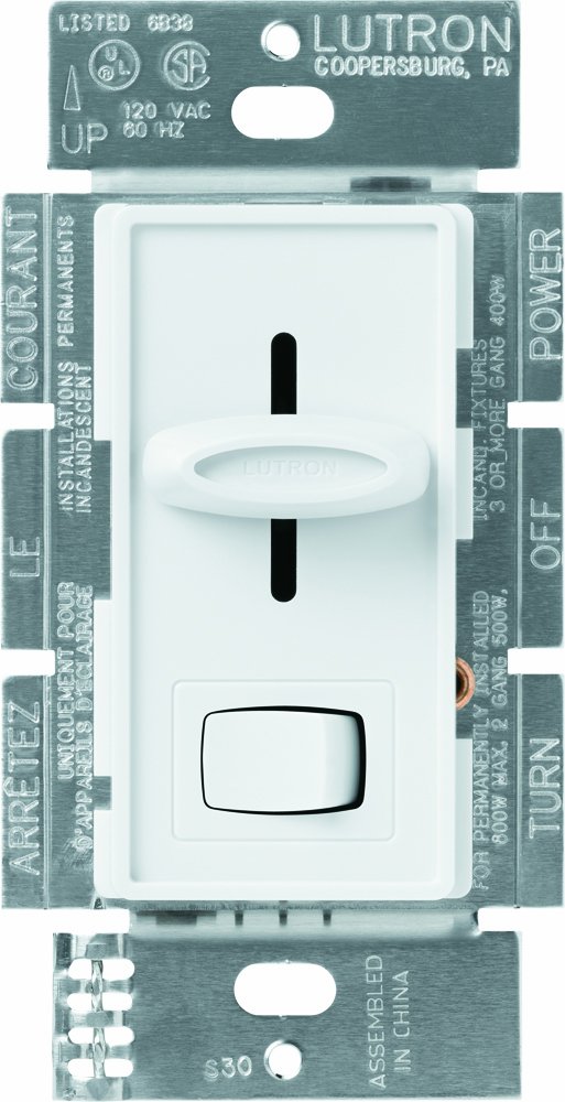 Lutron Skylark Dimmer Switch, Magnetic Low-Voltage 450-Watt/600 VA, Single-Pole/3-Way, SLV-603P-WH, White