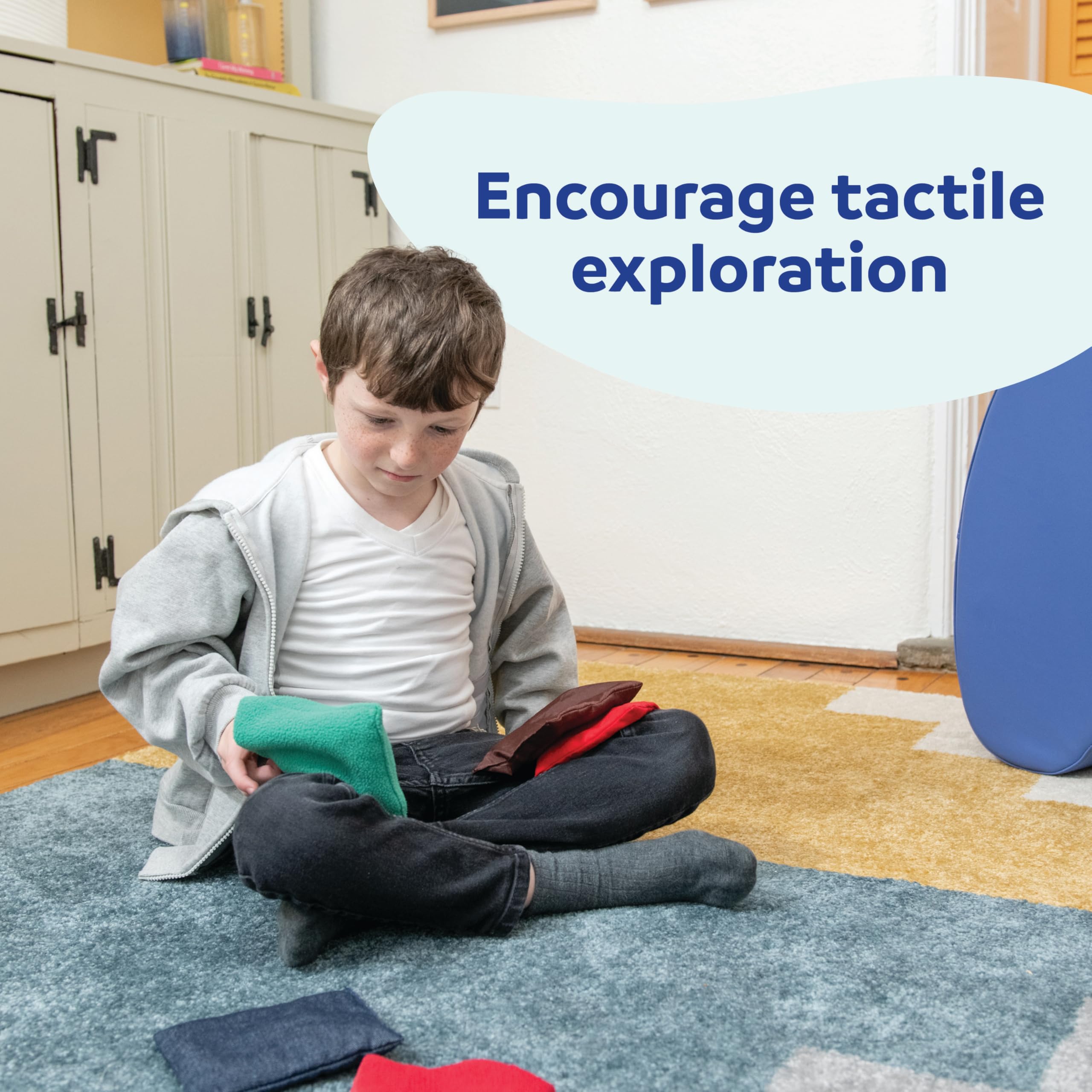 Fun and Function Weighted Tactile Beanbags - Sensory Weighted Beanbags - Multi-Sensory Tool Fidget Provides Weight, Color and Varied Textures - for Kids and Adults - 5 Pack -1/2 lb. Each