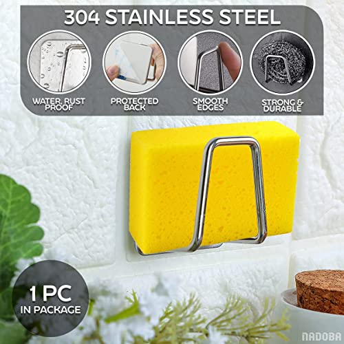 NADOBA Sink Sponge Holder for Kitchen - Stainless Steel Sponge Holder Kitchen Sponge Holder for Sink - Dish Sponge Holder for Sink Soap Sponge Holder - Sponge Caddy for Kitchen Sink Sponge Holder