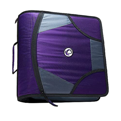 Case-it The King Sized Zip Tab Zipper Binder - 4 Inch D-Rings - 5 Subject File Folder - Multiple Pockets - 800 Sheet Capacity - Comes with Shoulder Strap - Dark Purple D-186