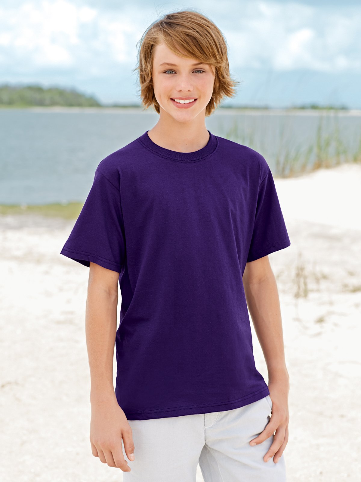 Fruit of the Loom Youth 5 oz. HD Cotton™ T-Shirt S CHOCOLATE
