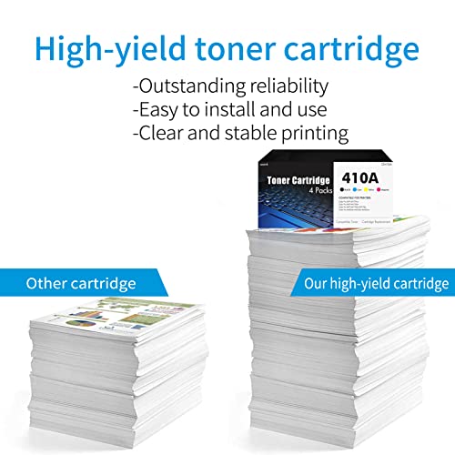410A Toner Cartridge 4 Pack: Compatible Replacment for HP 410A 410X CF410X CF410A CF411A CF412A CF413A for Color Pro MFP M477FNW M477FDN M477FDW M452DN M452DW M452NW Printer(Black Cyan Yellow Magenta)