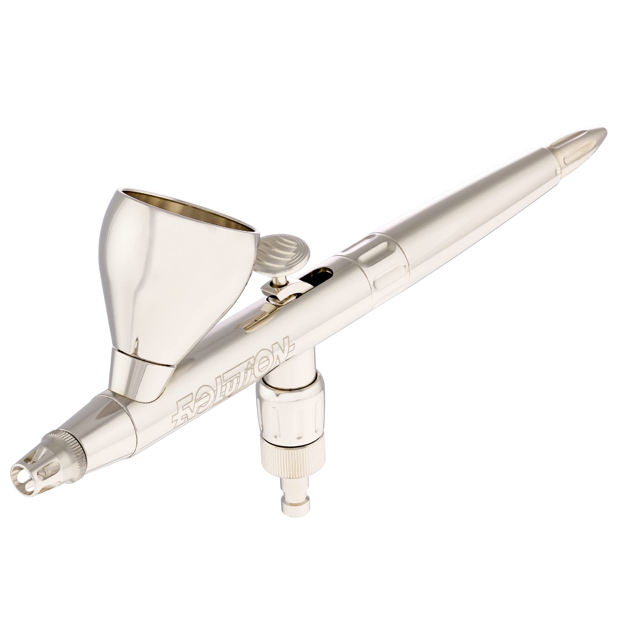 Harder & Steenbeck Airbrush Kit - Evolution Silverline fPc Two in One - German-Engineered Dual Action Painting Set with Gravity Feed - 0.2mm and 0.4mm Self-Centering Nozzle - 126103