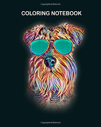 Coloring Book: miniature schnauzer colorful neon dog sunglasses 8 x 10 inches
