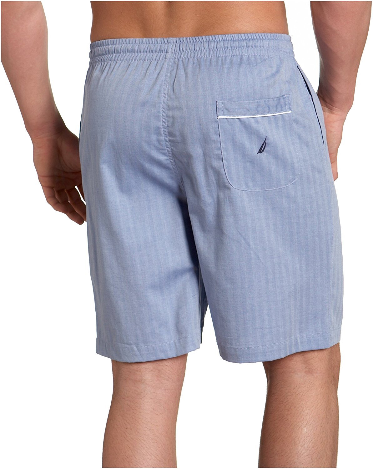 Nautica Men's Soft Woven 100% Cotton Elastic Waistband Sleep Pajama Short, Blue Bone, Medium