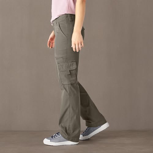 Dickies Women's Relaxed Fit Cargo Pants, Rinsed Grape Leaf Green, 10