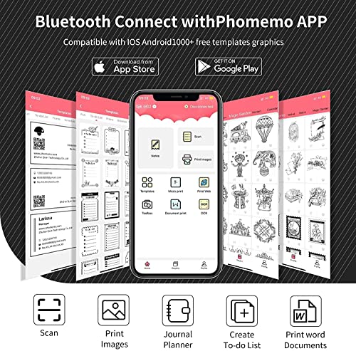 Phomemo M02S 300dpi Mini Portable Bluetooth Pocket Printer Wireless for Travel, Photo Picture Planner Handy Small Label Maker, Thermal Mobile Printer, Sticker Maker Machine