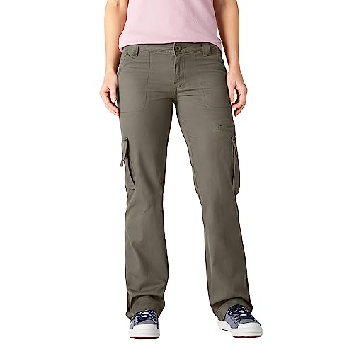 Dickies Women's Relaxed Fit Cargo Pants, Rinsed Grape Leaf Green, 10