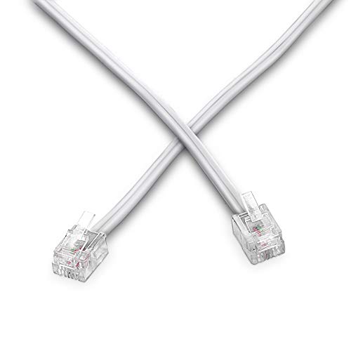 THE CIMPLE CO Phone Line Cord 100 Feet - Modular Telephone Extension Cord 100 Feet - 2 Conductor (2 pin, 1 line) Cable - Works Great with FAX, AIO, and Other Machines - White