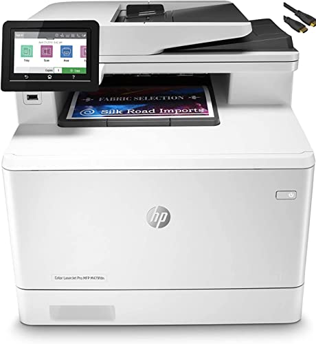 HP Laserjet Pro M479fdn Color All-in-One Laser Printer for Home Office - Print Scan Copy Fax -28 ppm, 8.5x14, Auto Duplex Printing, 50-Sheet ADF,Ethernet only,Compatible with Alexa,Wulic Cable