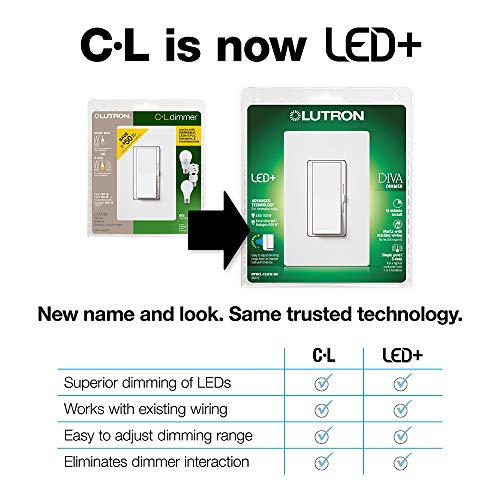Lutron Diva LED+ Dimmer Switch for Dimmable LED, Halogen and Incandescent Bulbs, 150W/Single-Pole or 3-Way, DVSCCL-153P-BI, Biscuit