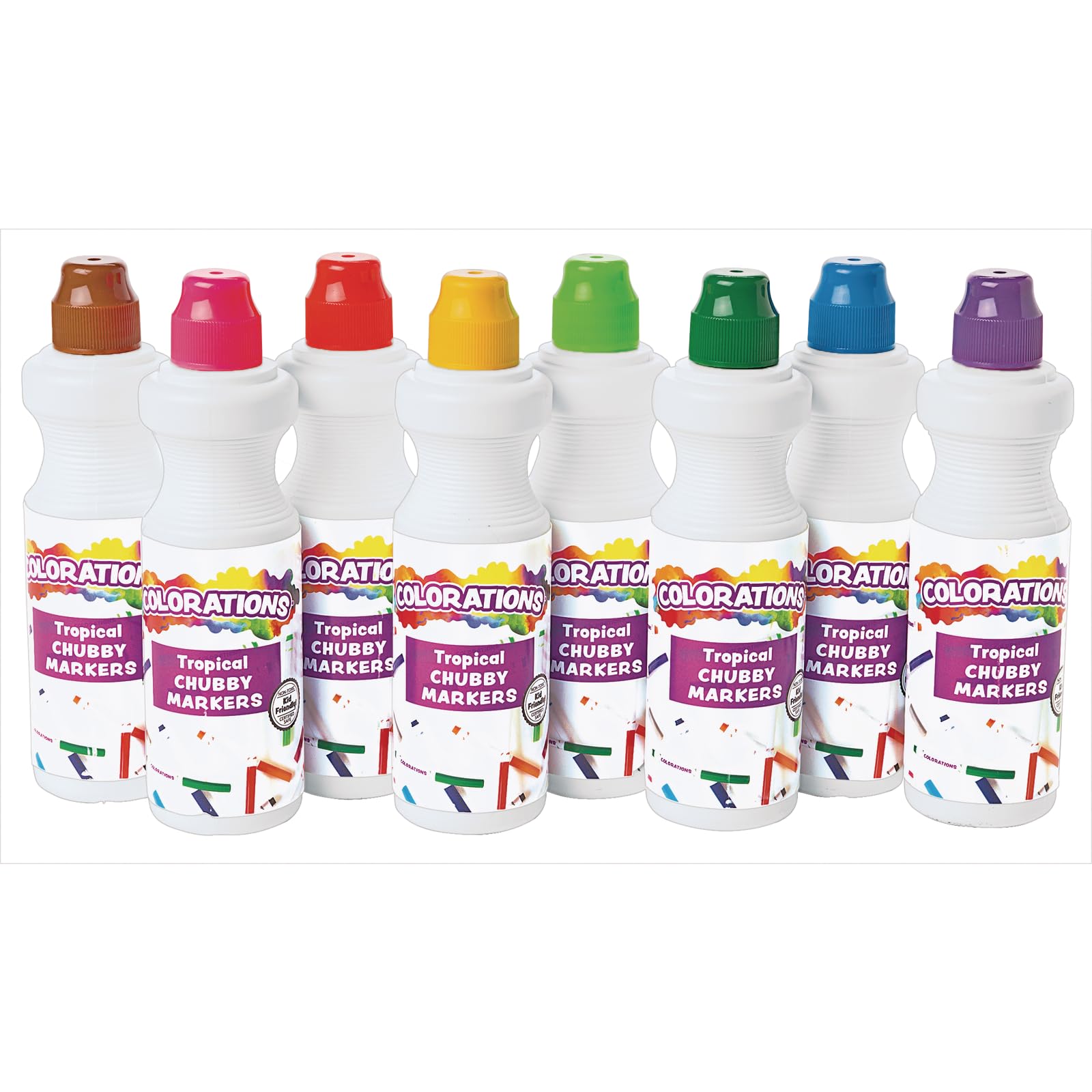 Colorations Dabber Markers, Washable, Tropical Colors, 8 Colors, Dot Markers, Bingo Markers, Dab and Dot Markers for Children, Kids, Pre-School, Toddlers, Non Toxic, Easy to Use, Art Supplies (TSPONGE)