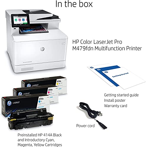 HP Laserjet Pro M479fdn Color All-in-One Laser Printer for Home Office - Print Scan Copy Fax -28 ppm, 8.5x14, Auto Duplex Printing, 50-Sheet ADF,Ethernet only,Compatible with Alexa,Wulic Cable