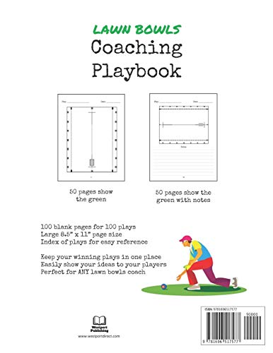 Lawn Bowls Coaching Playbook: 100 Blank Templates for your Winning Plays, Drills and Training in a single Note Book