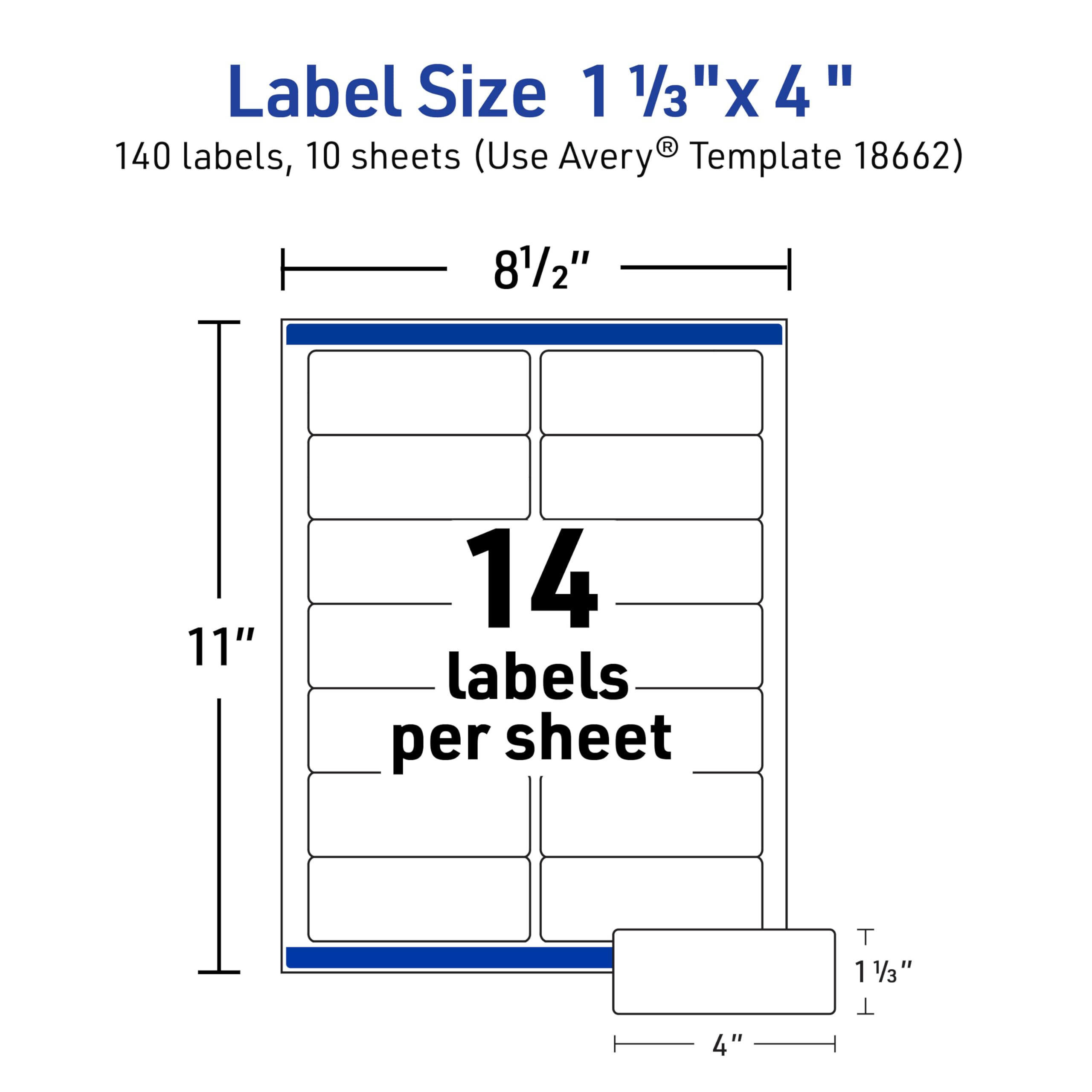 Avery Printable Address Labels with Sure Feed, 1-1/3" x 4", Matte Clear, Permanent Adhesive, Inkjet Printers, 140 Blank Mailing Labels, Great for Mailing, Product Labels, Jar Labels, and More (18662)