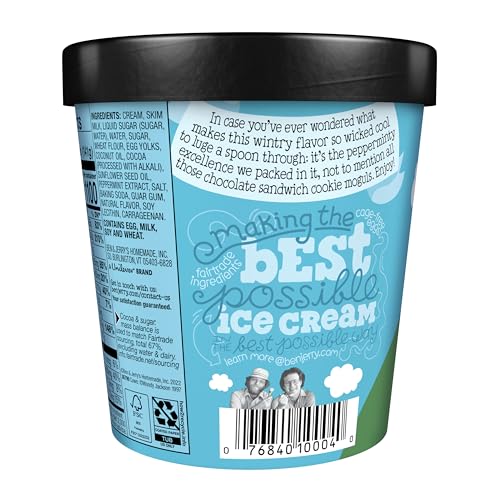 Ben & Jerry's Mint Chocolate Cookie Peppermint Ice Cream Pint Non-GMO 16 oz