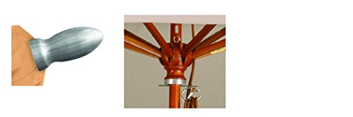 California Umbrella 9' Round Hardwood Frame Market Umbrella, Stainless Steel Hardware, Push Open, Pacifica Pacific Blue