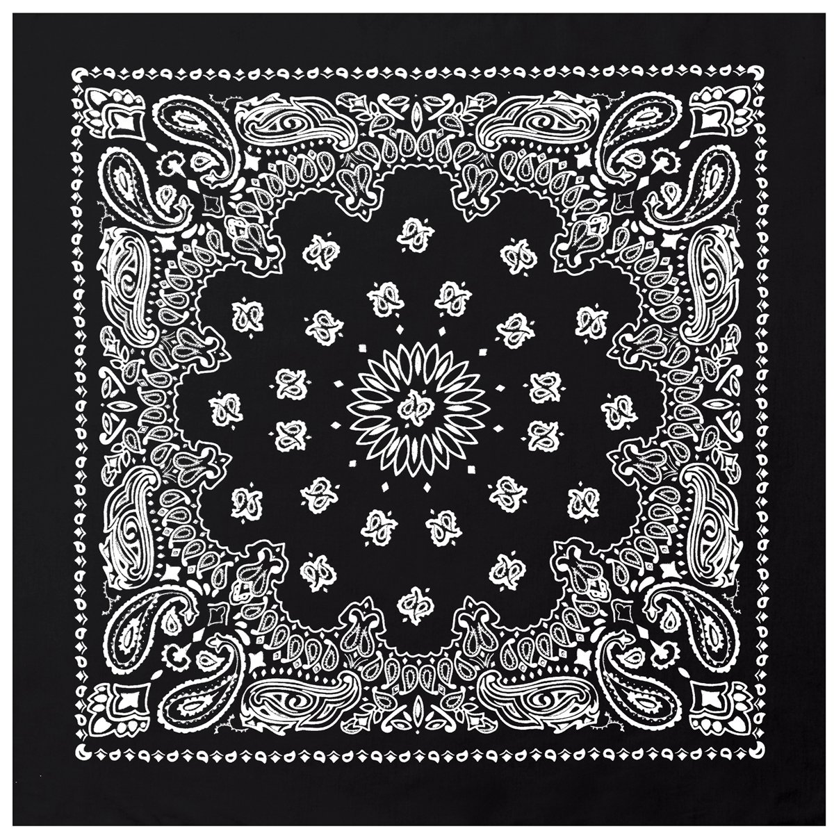Rothco Trainmen Paisley Bandana – Extra-Large - 27" X 27" - Black