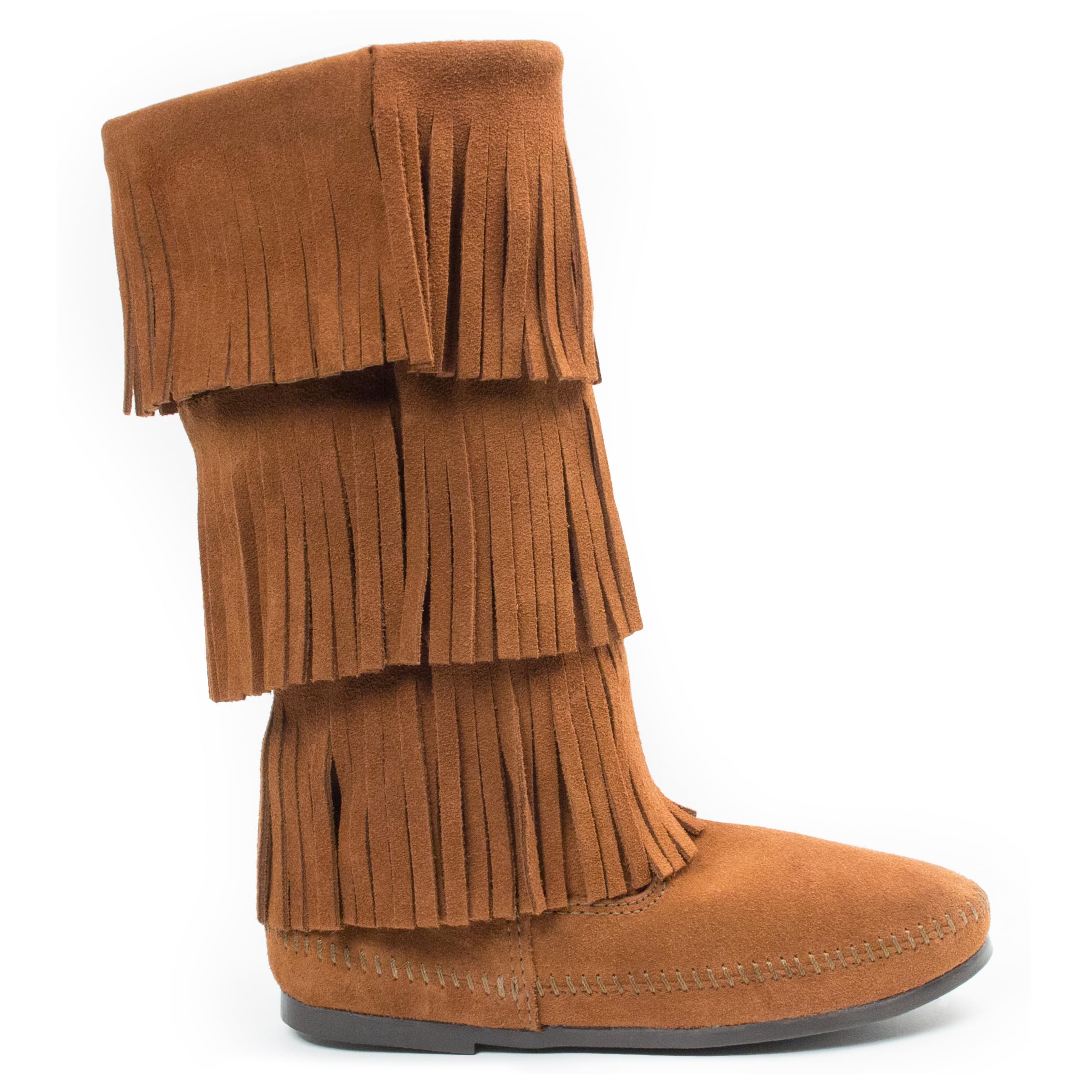 Minnetonka Women's 3-Layer Fringe Boot,Brown,10 M US