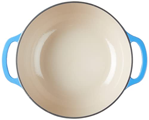Lodge 7.5 Quart Enameled Cast Iron Dutch Oven with Lid – Dual Handles – Oven Safe up to 500° F or on Stovetop - Use to Marinate, Cook, Bake, Refrigerate and Serve – Caribbean Blue