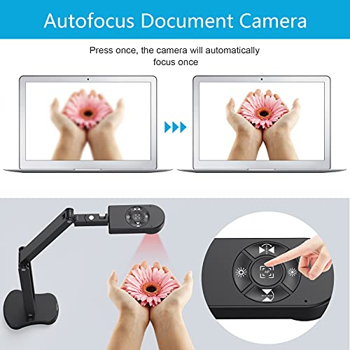 THUSTAR 8MP Document Camera & Webcam 4K with Dual Microphones, USB Visualiser A3-Size, 3-Level LED Lights, Image Invert Function, Fold, for Live Demo, Distance Education -Windows, macOS and Chrome OS
