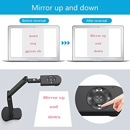 THUSTAR 8MP Document Camera & Webcam 4K with Dual Microphones, USB Visualiser A3-Size, 3-Level LED Lights, Image Invert Function, Fold, for Live Demo, Distance Education -Windows, macOS and Chrome OS