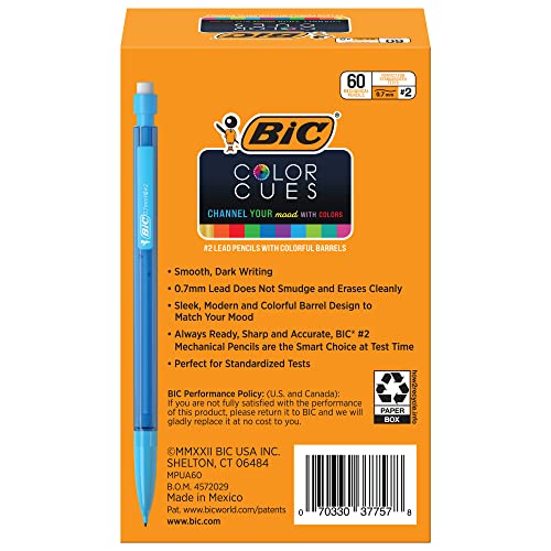 BIC Color Cues Mechanical Pencil Set (MPUA60-AST), 60-Count Pack, Black, Fun Color Pencils for School, Perfect for School Supplies