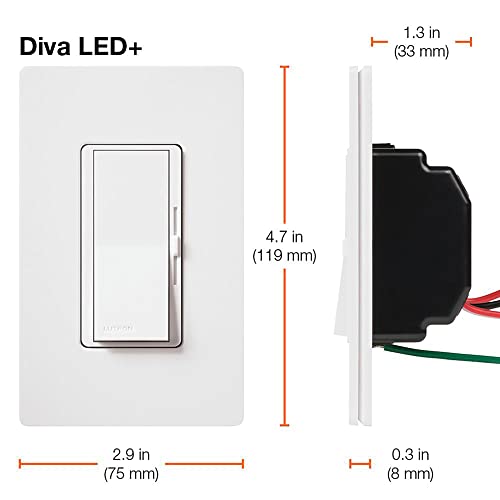 Lutron Diva LED+ Dimmer Switch for Dimmable LED, Halogen and Incandescent Bulbs, 150 Watt, Single-Pole or 3-Way, DVCL-153P-BR, Brown