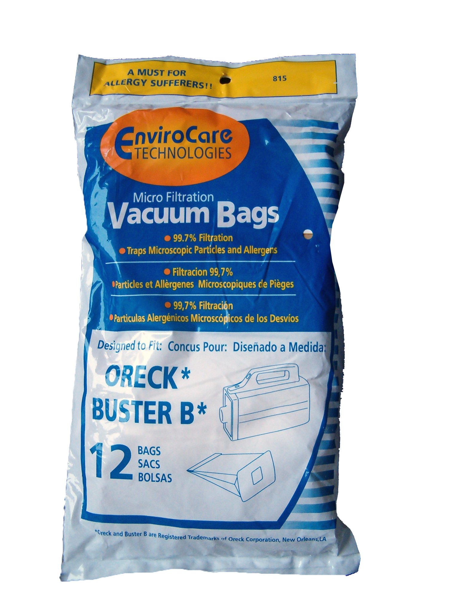 36 EnviroCare Buster B Allergy canister vacuum bags, Portable Canister Vacuum Cleaner, PKBB12DW, MCV-160,BB-1000-DB