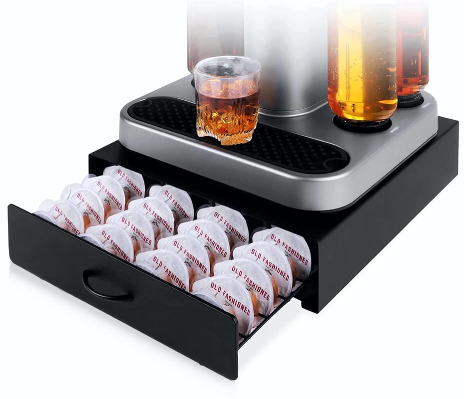 Storage Drawer for Bartesian Cocktail Capsules by Ksestor - Holds up to 40 Bartesian Pods - Compatible with BEV Black Decker Cocktail Maker - Sturdy and Stackable Bartesian Pod Holder - Bartesian - Bartesian Drink Mixer - Black Finish