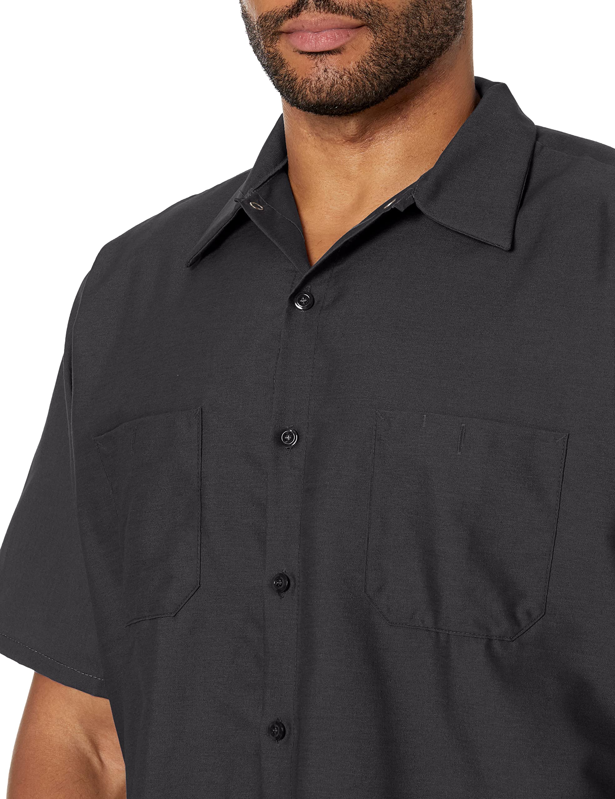 Red Kap Womens Industrial Shirt, Regular Fit, Short Sleeve Work Utility Button Down, Black, X-Large US