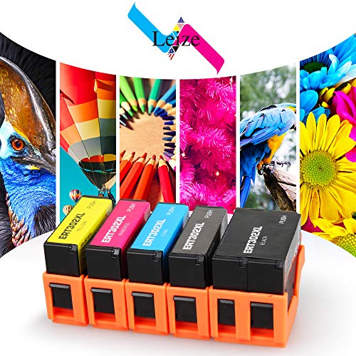 Leize Remanufactured Ink Cartridges Replacement for Epson 302 302XL T302XL 5-Pack(BK/PB/C/M/Y) for Expression Premium XP-6000 XP-6100 Printer (T302XL020,T302XL120,T302XL220,T302XL320,T302XL420)
