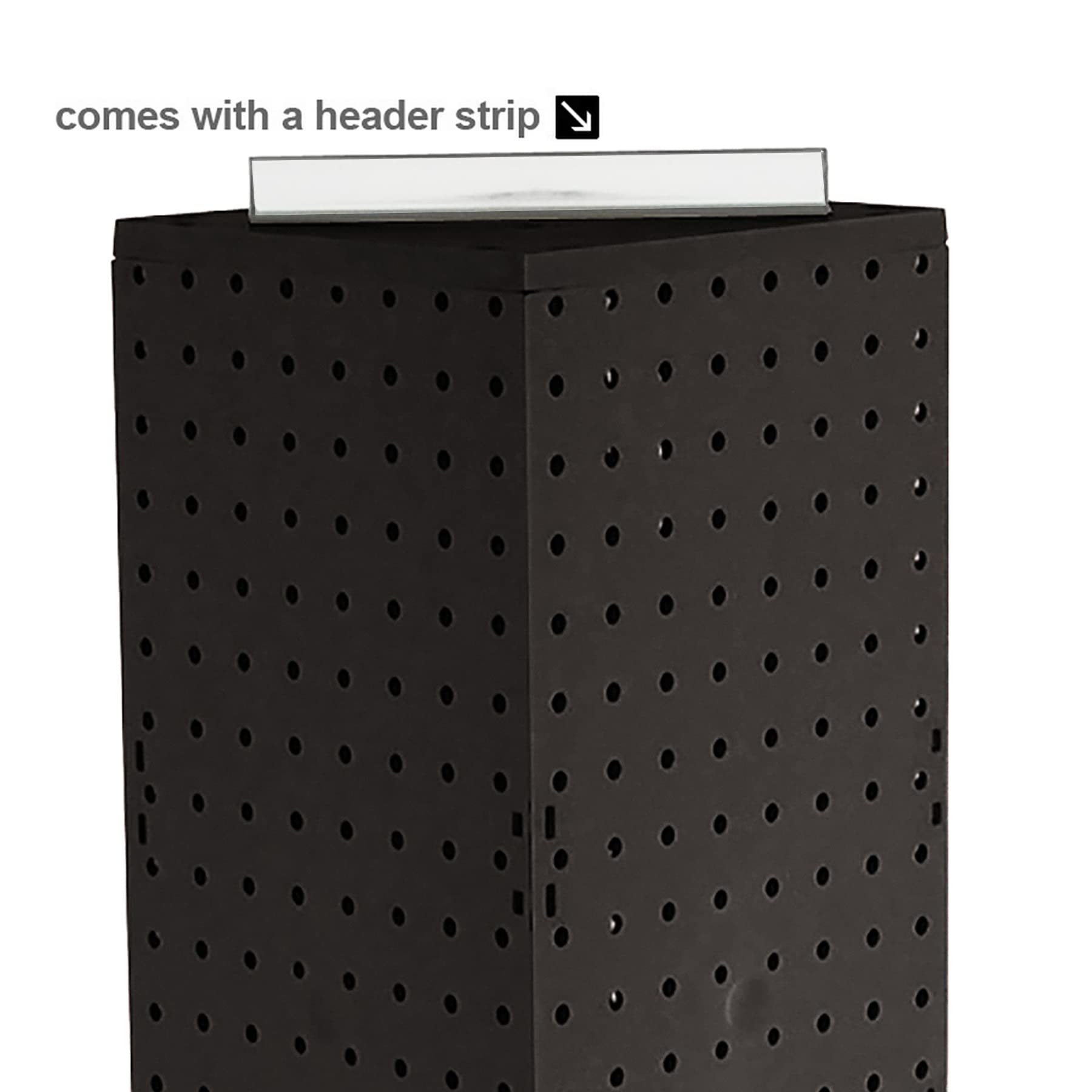 Azar Displays, 703385-BLK, 4 Sided Revolving, Pegboard Counter Display for Vendors Storage Necklace Jewelry Organizer for Selling at Trade Shows or Craft Shows Rotating, Black, 8β X 20β