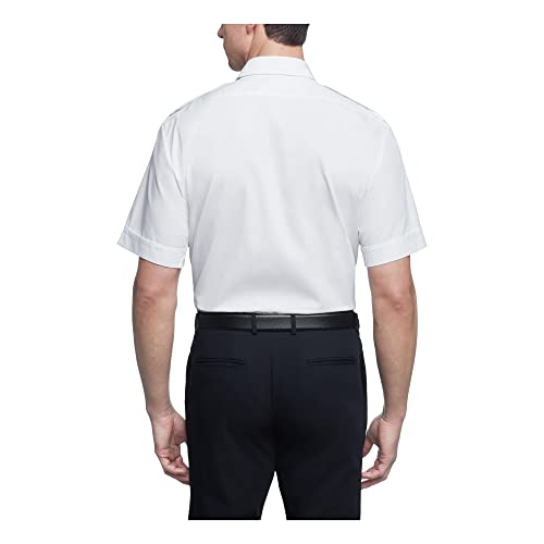 Van Heusen mens Van Heusen Men's Pilot Short Sleeve Dress Shirt, White, 16.5 Neck Large US