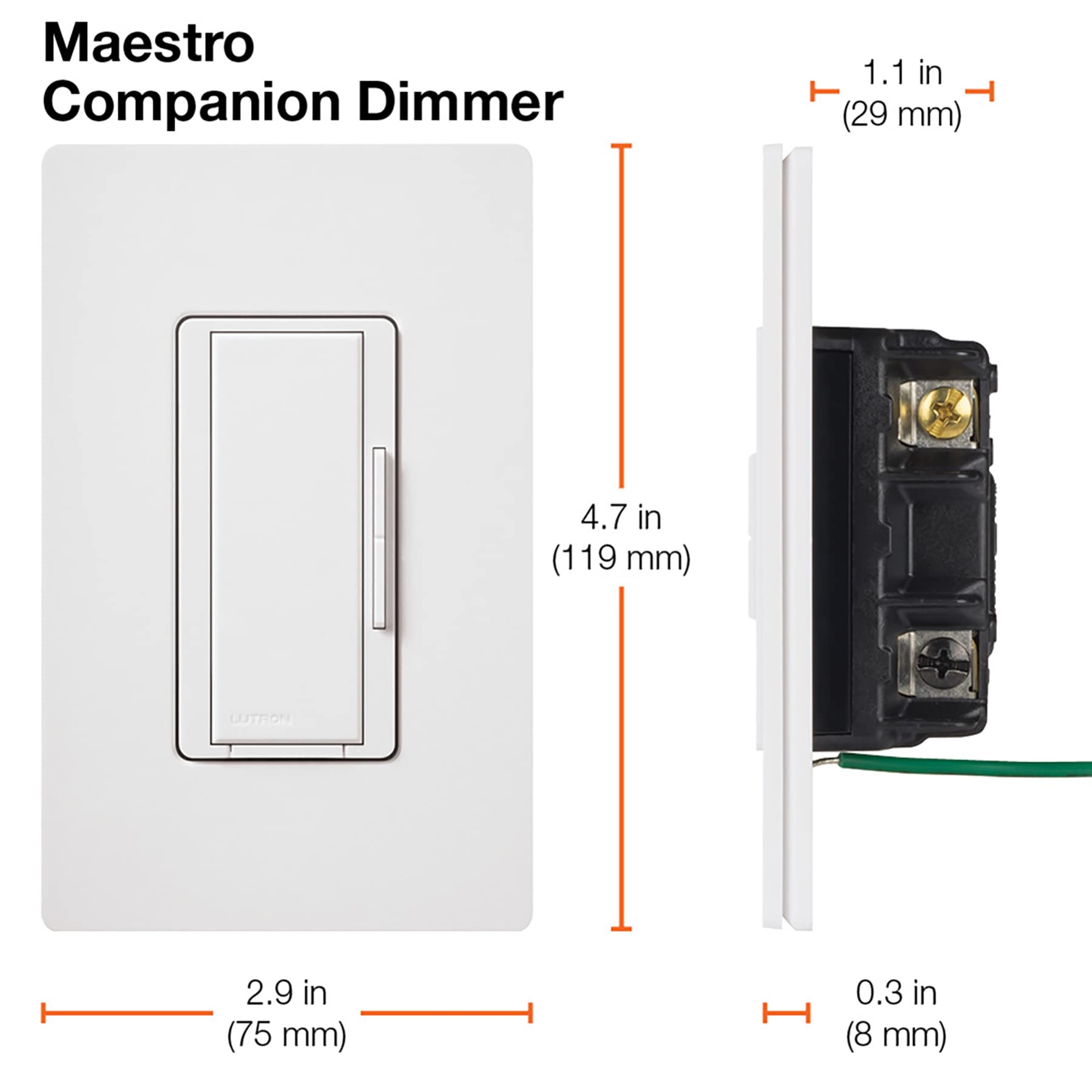 Lutron Maestro Companion Multi-Location Dimmer | Not for Standalone Use | MA-R-LA, Light Almond