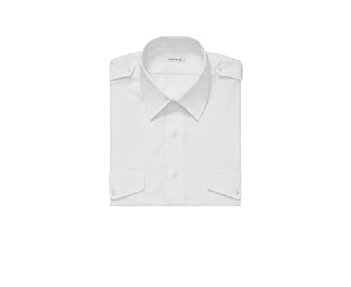 Van Heusen mens Van Heusen Men's Pilot Short Sleeve Dress Shirt, White, 16.5 Neck Large US