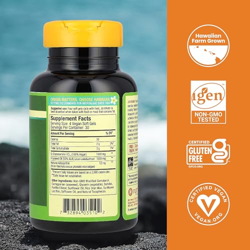 Nutrex Hawaii JointAstin - 12 mg, 120 Softgels - Joint Support Supplement with Glucosamine & BioAstin Hawaiian Astaxanthin - Farm-Direct Antioxidant Supplement Joint, Eye, Skin & Immune System Health*