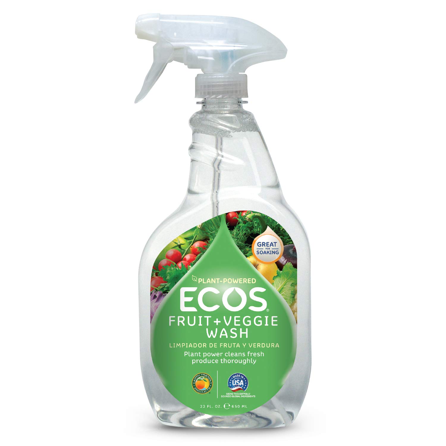 ECOSĀ® Non-Toxic Fruit + Veggie Wash: 22oz Spray Bottle by Earth Friendly Products (Pack of 2)