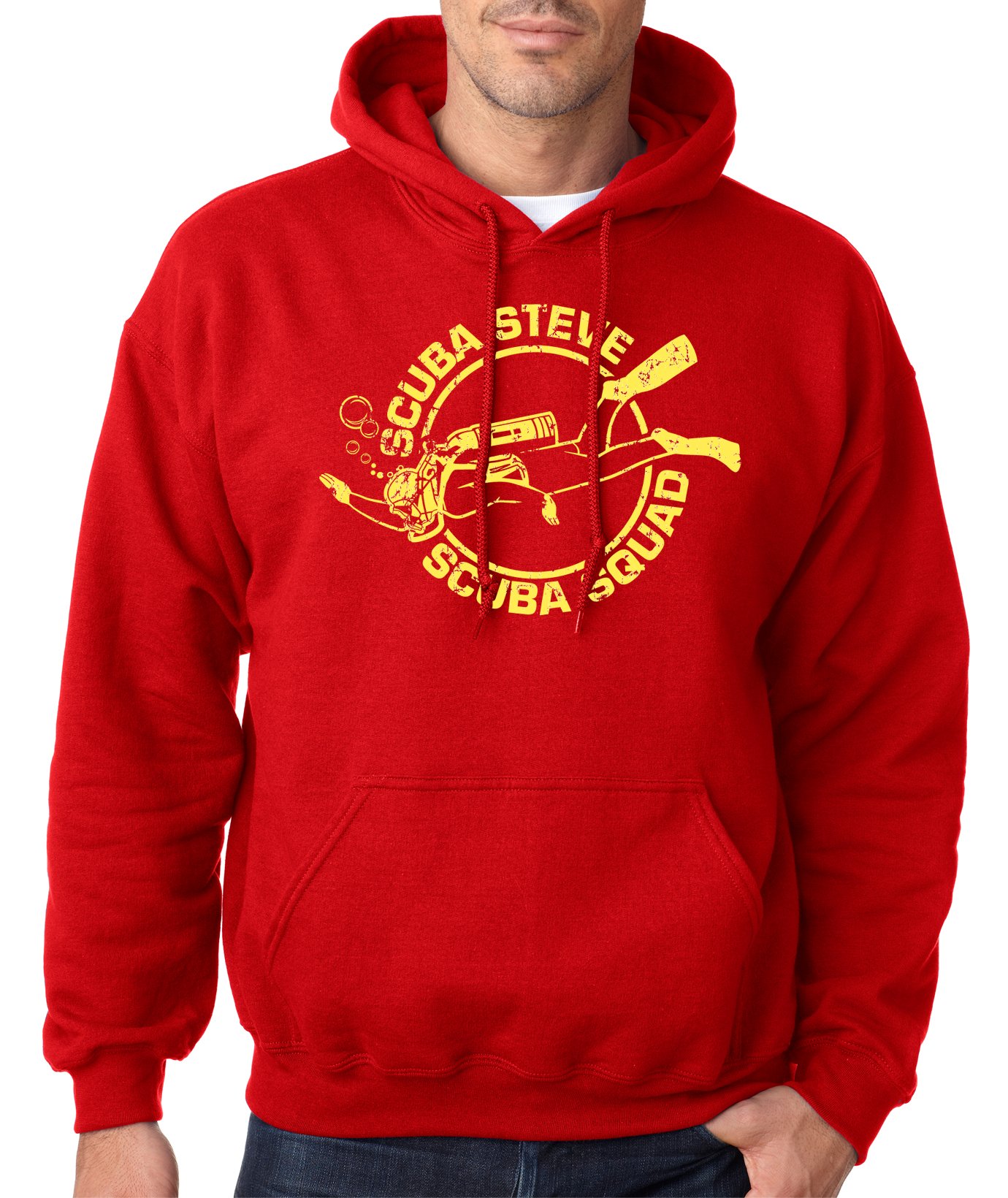 Crazy Dog T-Shirts Scuba Steve Scuba Squad Sweatshirt Funny Diving Hoodie Funny Sweater Cool Movie Hoodie Novelty Sweatshirt Red - XL