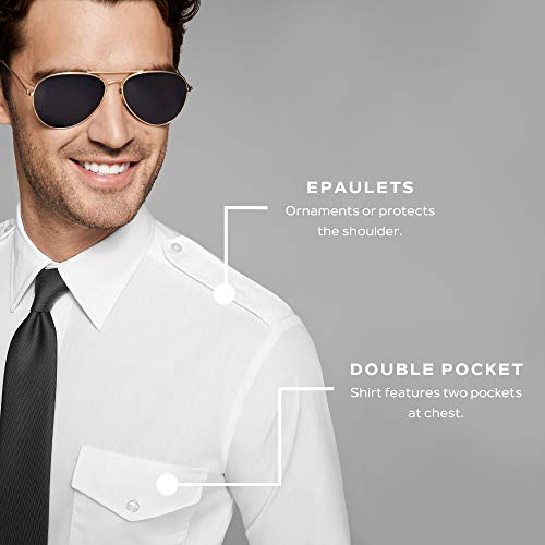 Van Heusen mens Van Heusen Men's Pilot Short Sleeve Dress Shirt, White, 16.5 Neck Large US