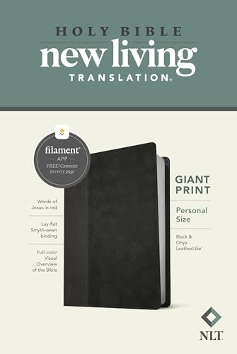 NLT Personal Size Giant Print Bible, Filament Enabled (LeatherLike, Black/Onyx, Red Letter): Includes Free Access to the Filament Bible App Delivering ... Notes, Devotionals, Worship Music, and Video