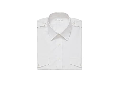 Van Heusen mens Van Heusen Men's Pilot Short Sleeve Dress Shirt, White, 16.5 Neck Large US
