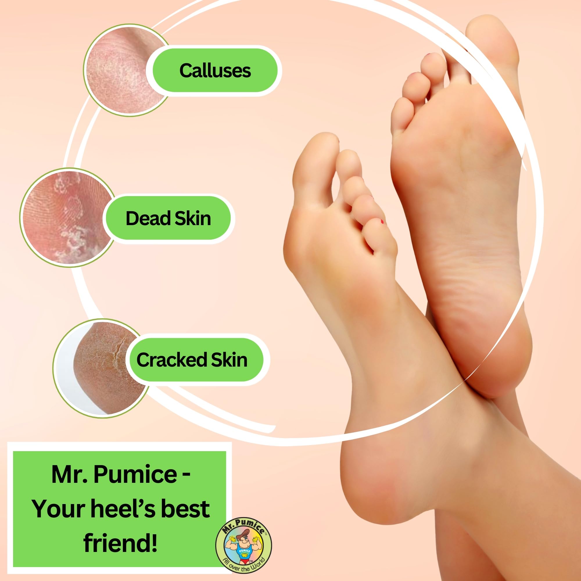 Mr. Pumice Callus Remover PUMI Bar: Pedicure Stone & Foot Scrubber - Medium Grit (Assorted Colors) 24 Pack Display Case