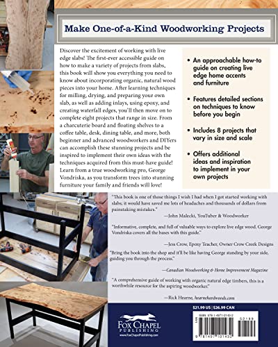Woodworker's Guide to Live Edge Slabs: Transforming Trees into Tables, Benches, Cutting Boards, and More (Fox Chapel Publishing) Approachable Handbook to Creating Live-Edge Furniture, with 8 Projects