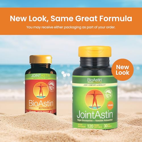 Nutrex Hawaii JointAstin - 12 mg, 120 Softgels - Joint Support Supplement with Glucosamine & BioAstin Hawaiian Astaxanthin - Farm-Direct Antioxidant Supplement Joint, Eye, Skin & Immune System Health*