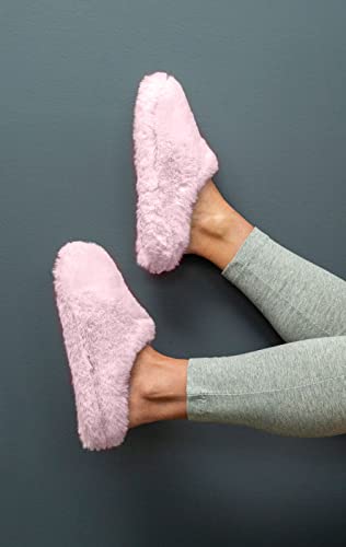 PajamaGram Women's Pink Slippers for Women, Slip-On, Large