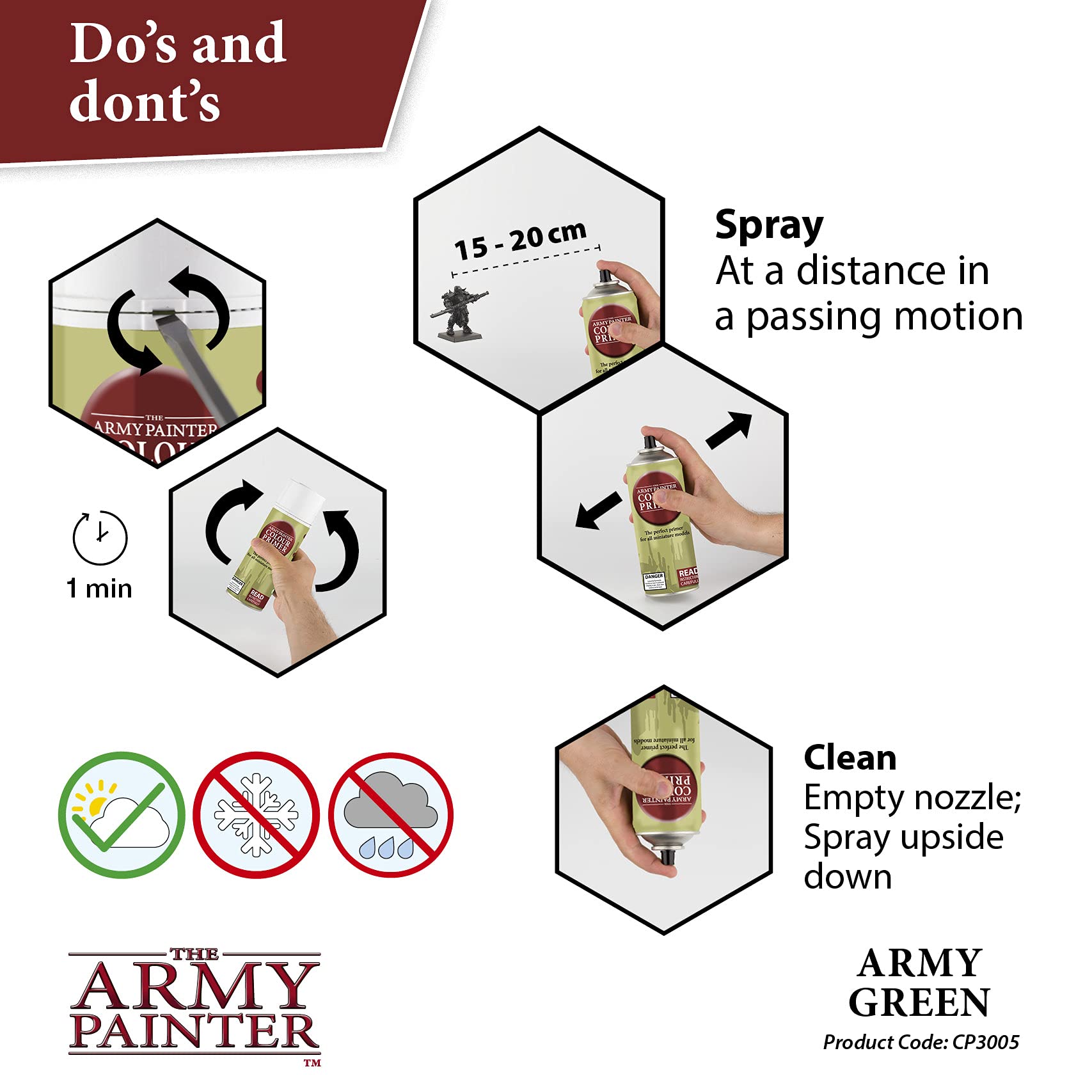 The Army Painter Color Primer Spray Paint, Army Green, 400ml, 13.5oz - Acrylic Spray Undercoat for Miniature Painting - Spray Primer for Plastic Miniatures